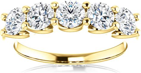 Pompeii3 2 Ct Diamond Five Stone Wedding Ring 14k Yellow Gold Ex3 Lab