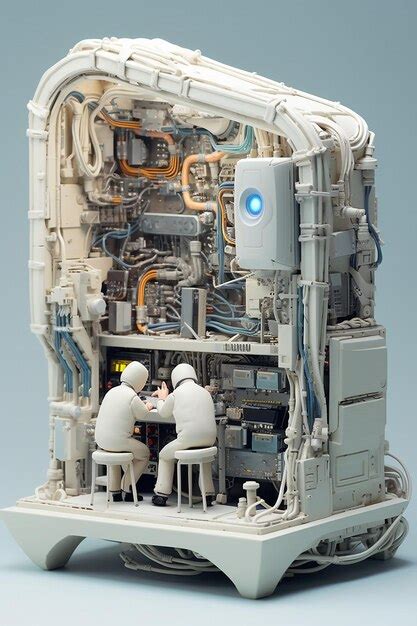 Premium Photo A Miniture Futuristic Computer Being Repaired By Tiny