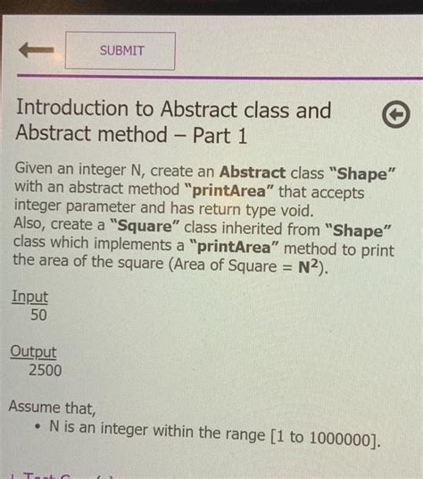 Solved Submit Introduction To Abstract Class And Abstract