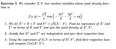 Solved Ixercise We Consider X Y Two Random Variables Whose Chegg