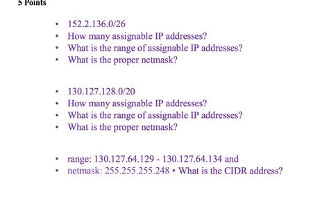 solved 5 points 152 2 136 0 26 how many assignable ip