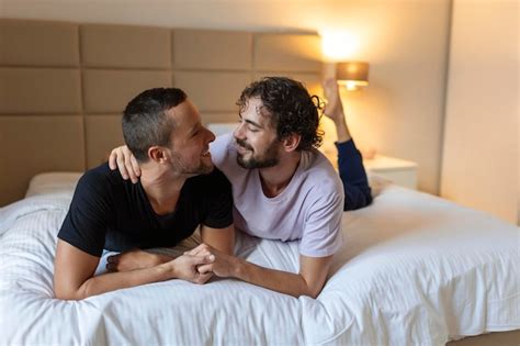 Premium Photo Gay Couple Embracing Each Other Two Young Male Lovers