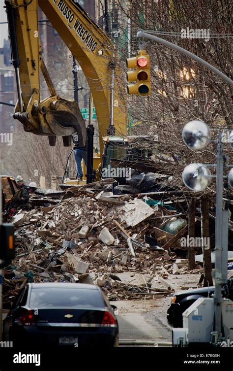 Scenes After The East Harlem Explosion And Building Collapse In New