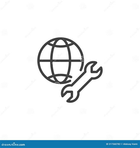 Network Maintenance Line Icon Stock Vector Illustration Of Server