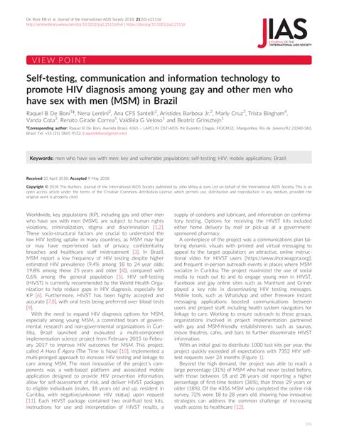 Pdf Self‐testing Communication And Information Technology To Promote Hiv Diagnosis Among