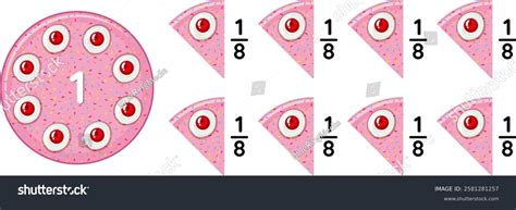 Illustration Fractions Using Donut Slice Visuals Stock Vector Royalty