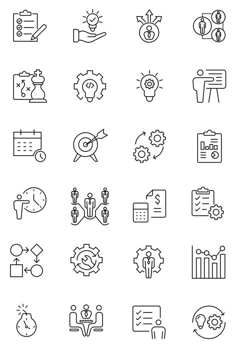 Set Of Project Management Icons Concepts For Time Management And