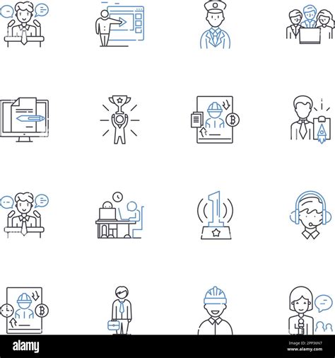 Role And Leadership Line Icons Collection Influence Authority