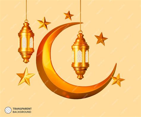 Islamische Laterne Mit Halbmond Symbol 3d Darstellung Kostenlose Psd