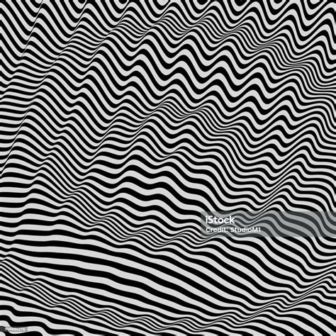 3d 的波浪背景動態效果黑色和白色設計模式與光學錯覺向量圖向量圖形及更多動作圖片 動作 動態活動 包裝品 Istock