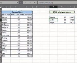 How To Use The Take Function Sheet Skunk