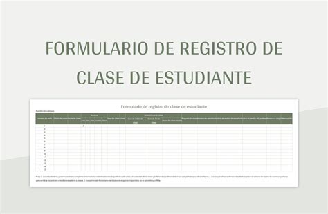 Plantilla de Formato Excel Formulario De Registro De Registro De Clase y Hoja de Cálculo de