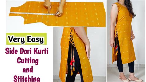 Very Easy Side Dori Kurti Cutting And Stitching Kurti Suit Cutting