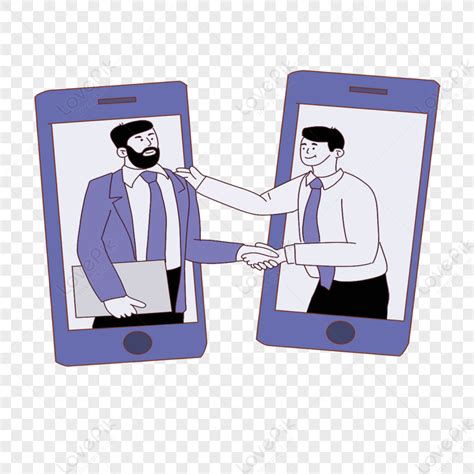 비 즈 니스 맨 온라인 악수 삽화 사람 일러스트 손 잡담 통신 Png 일러스트 무료 다운로드 Lovepik