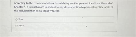 Solved According To The Recommendations For Validating Chegg