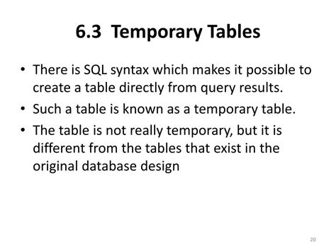Ppt Sql Unit 6 Views And Temporary Tables Powerpoint Presentation Free Download Id3046346