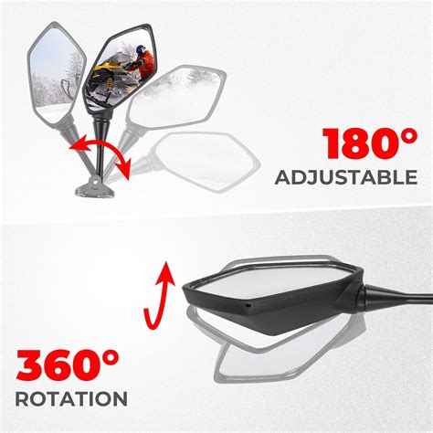 Buy Kemimoto Mirrors For Snowmobile Rear View Mirror Hood Mounted Side