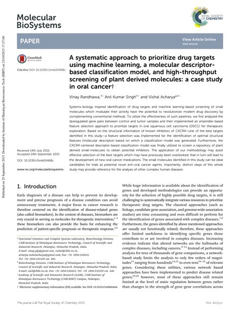 Pdf A Systematic Approach To Prioritize Drug Targets Using Machine