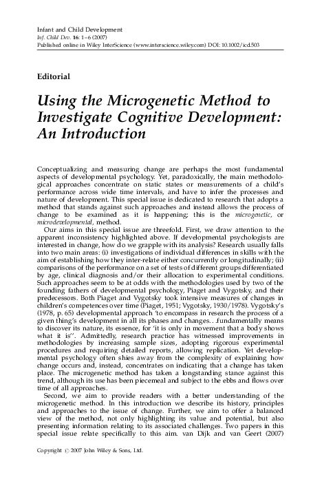 Pdf Using The Microgenetic Method To Investigate Cognitive Development An Introduction