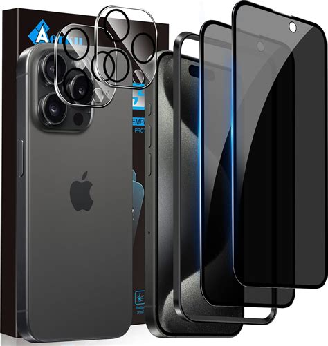 Aerku Verre Trempé Anti Espion à Couverture Complète pour iPhone Pro Max pcs Film
