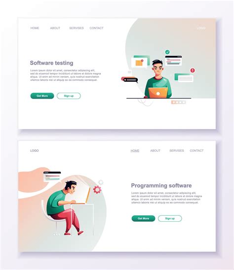 Programming Concept Web Engineer At Work Developer Programming Web Site Landing Page Template