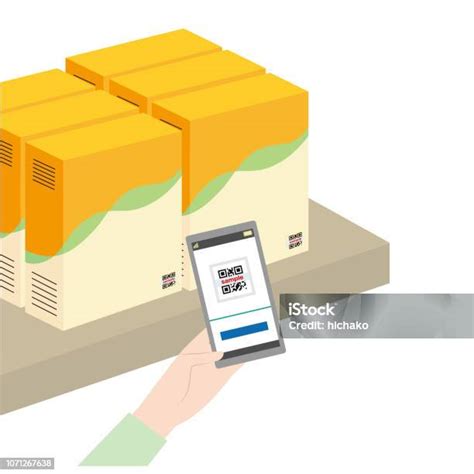 스마트폰으로 제품 패키지에 인쇄 된 Qr 코드를 스캔 합니다 Qr코드에 대한 스톡 벡터 아트 및 기타 이미지 Qr코드 개념