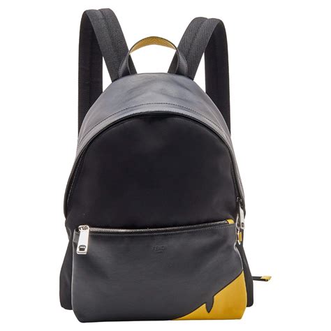 Fendi Black Nylon And Leather Mono Eye Bug Backpack For Sale At 1stdibs