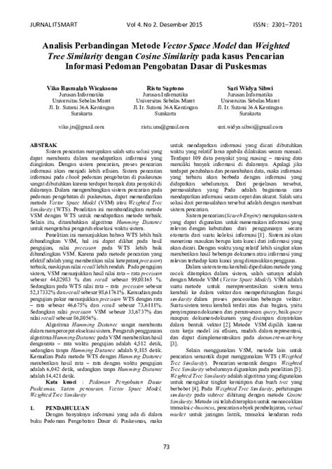 pdf analisis perbandingan metode vector space model dan weighted tree