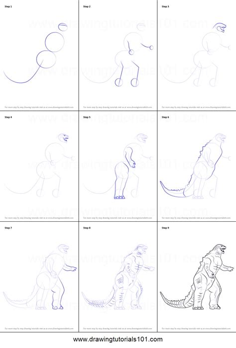 How To Draw A Godzilla Printable Step By Step Drawing Sheet DrawingTutorials Com Godzilla