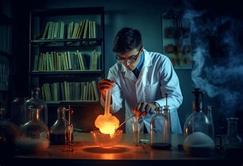 Premium Ai Image Student Doing Experiment At Chemistry Lab