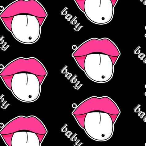 Premium Vector Seamless Pattern With Lips With Tongue And Piercing