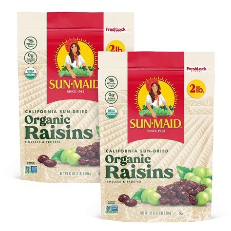 Sun Maid Organic California Sun Dried Raisins 2 Pack 32