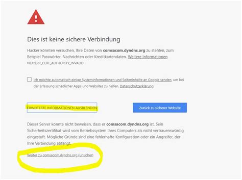 This Is Not A Secure Connection Warning On A Web GUI VPN 2FA Captive Portal System
