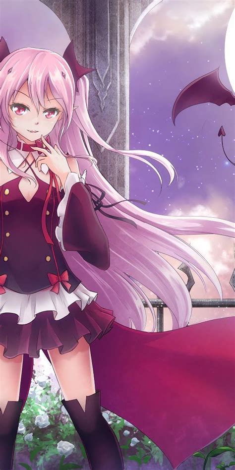 Завантажити шпалери на робочий стіл ПК Аніме Місяць Квітка Чоботи Нашийник Сукня Вампір