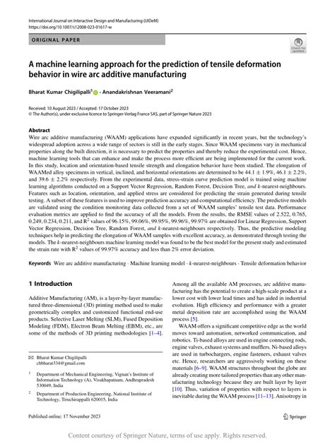 A Machine Learning Approach For The Prediction Of Tensile Deformation