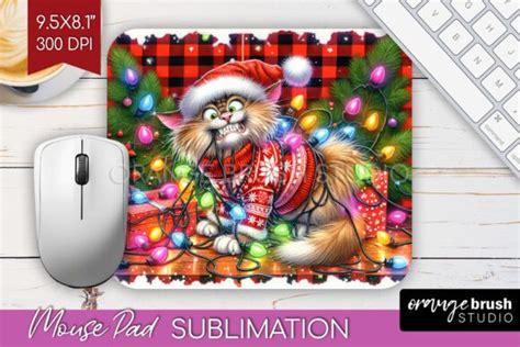 Christmas Cat Mouse Pad PNG Sublimation Graphic By Orange Brush Studio