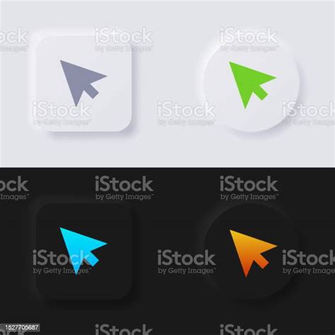 커서 버튼 아이콘 세트 웹 디자인 응용 프로그램 Ui 등을 위한 다색 Neumorphism 버튼 소프트 Ui 디자인 버튼 벡터 3차원 형태에 대한 스톡 벡터 아트 및 기타