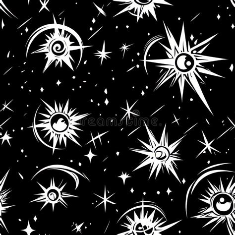 Mystic Celestial Seamless Pattern With Stars And Eyes Stock Image