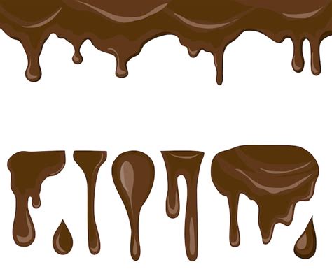 Premium Vector Set Of Melted Chocolate Element Dripped On White