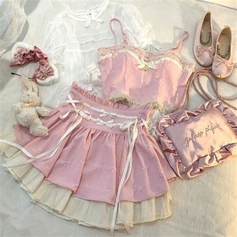 Pink Japanese Style Two Piece Set Elegant Women Sweet High Waist