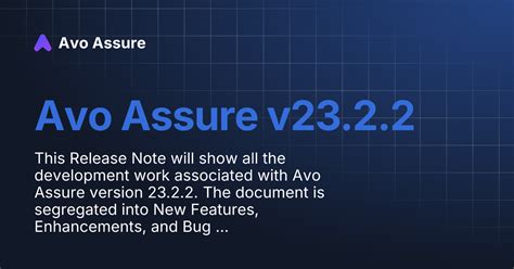 Avo Assure V2322 Avo Assure