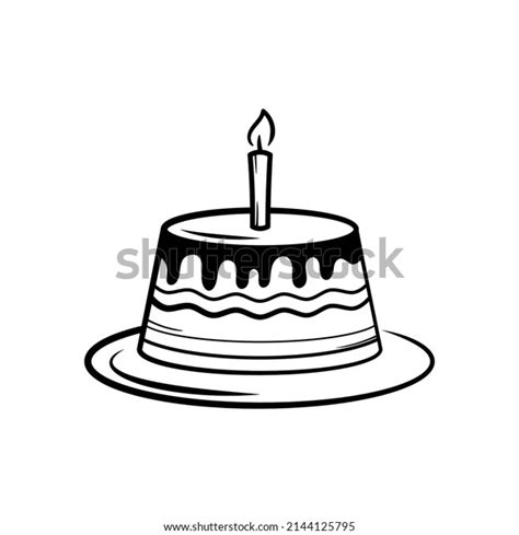 Birthday Cake Line Art Illustration Icon Stock Vector Royalty Free Shutterstock