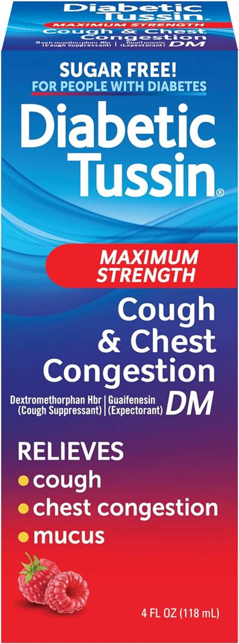 Diabetic Tussin Dm Maximum Strength Cough Syrup Berry Flavored 4oz