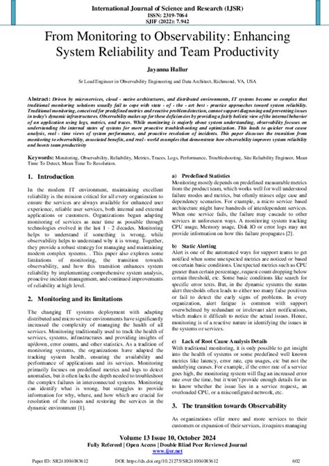 Pdf From Monitoring To Observability Enhancing System Reliability