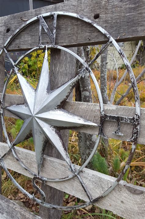 Silver Compass Rose Large Metal Wall Art Nautical Wall Art Etsy