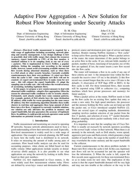 pdf adaptive flow aggregation a new solution for robust flow