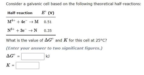 Solved Consider A Galvanic Cell Based On The Following