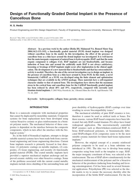 Design Of Functionally Graded Dental Implant In The Presence Of