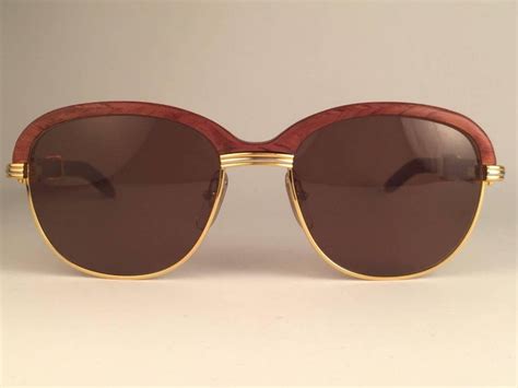 New Cartier Wood Malmaison Precious Wood And Gold 54mm Sunglasses At