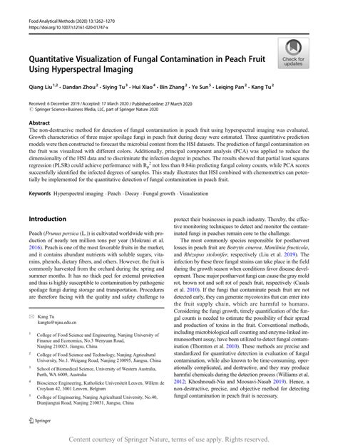 Quantitative Visualization Of Fungal Contamination In Peach Fruit Using